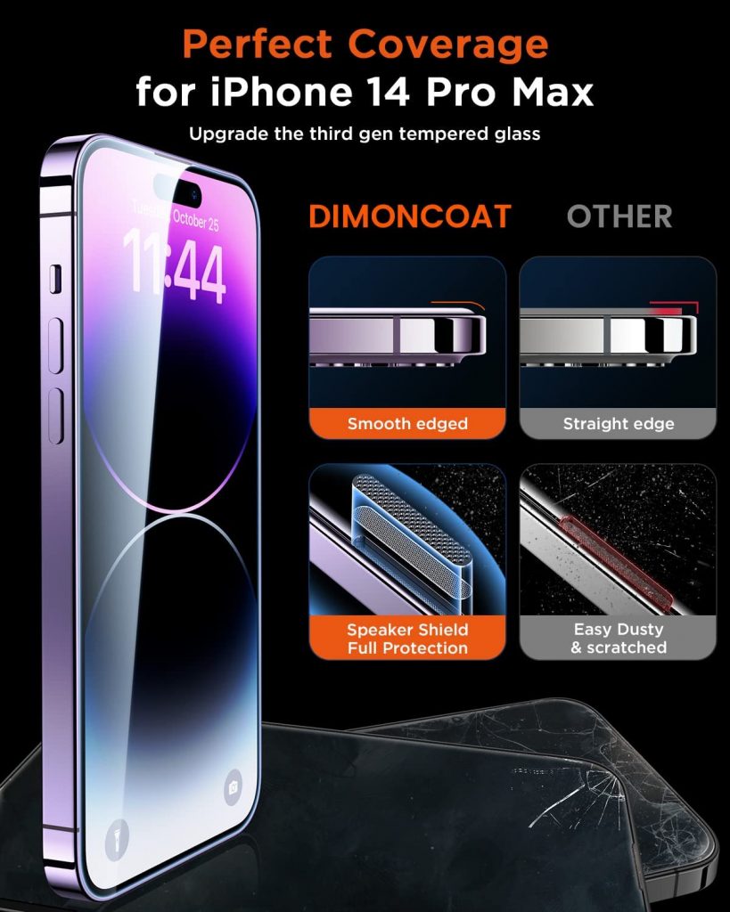 iPhone 14 Pro Max Screen Protector Dimond Hard Tempered Glass Film[10X ...