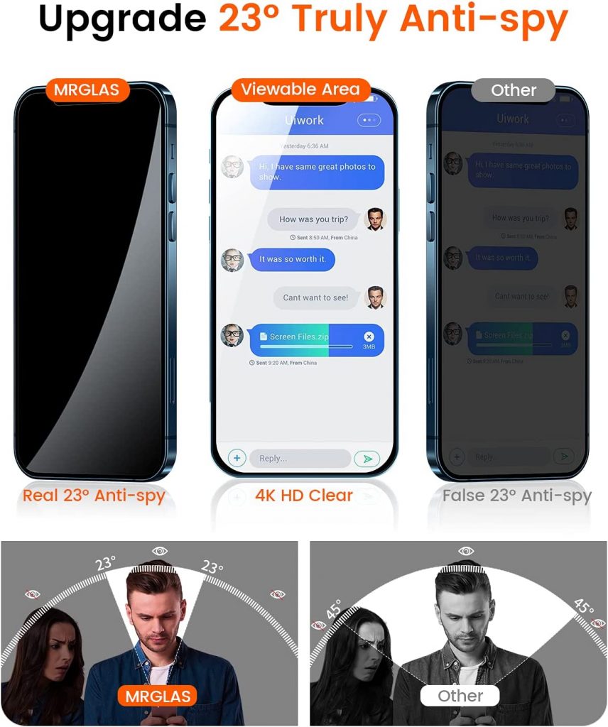 [2+2] Pack iPhone 12 Pro Max Privacy Screen Protector Dimond Hard ...