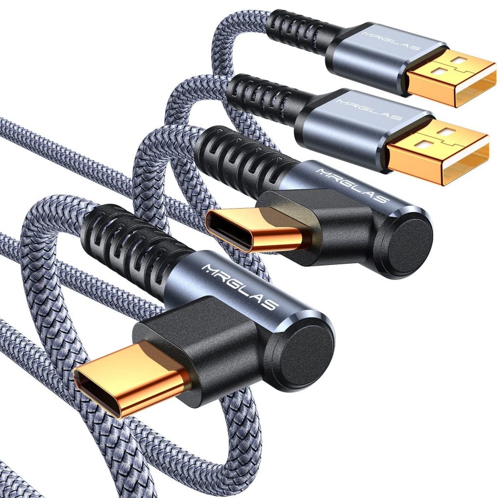 3.2A USB C Charger Cable, [2-Pack, 10FT] USB A to USB C Right Angle ...