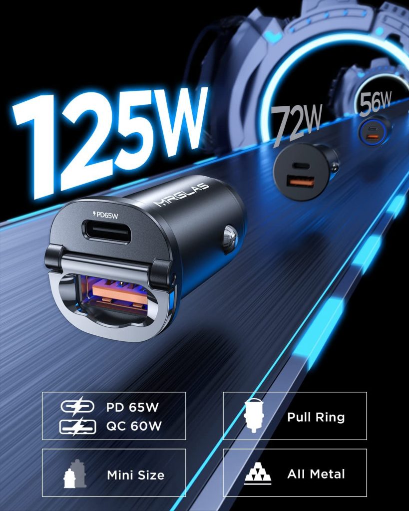 125W USB C Car Charger, [Mini & Metal] USB C Car Charger Adapter Fast ...